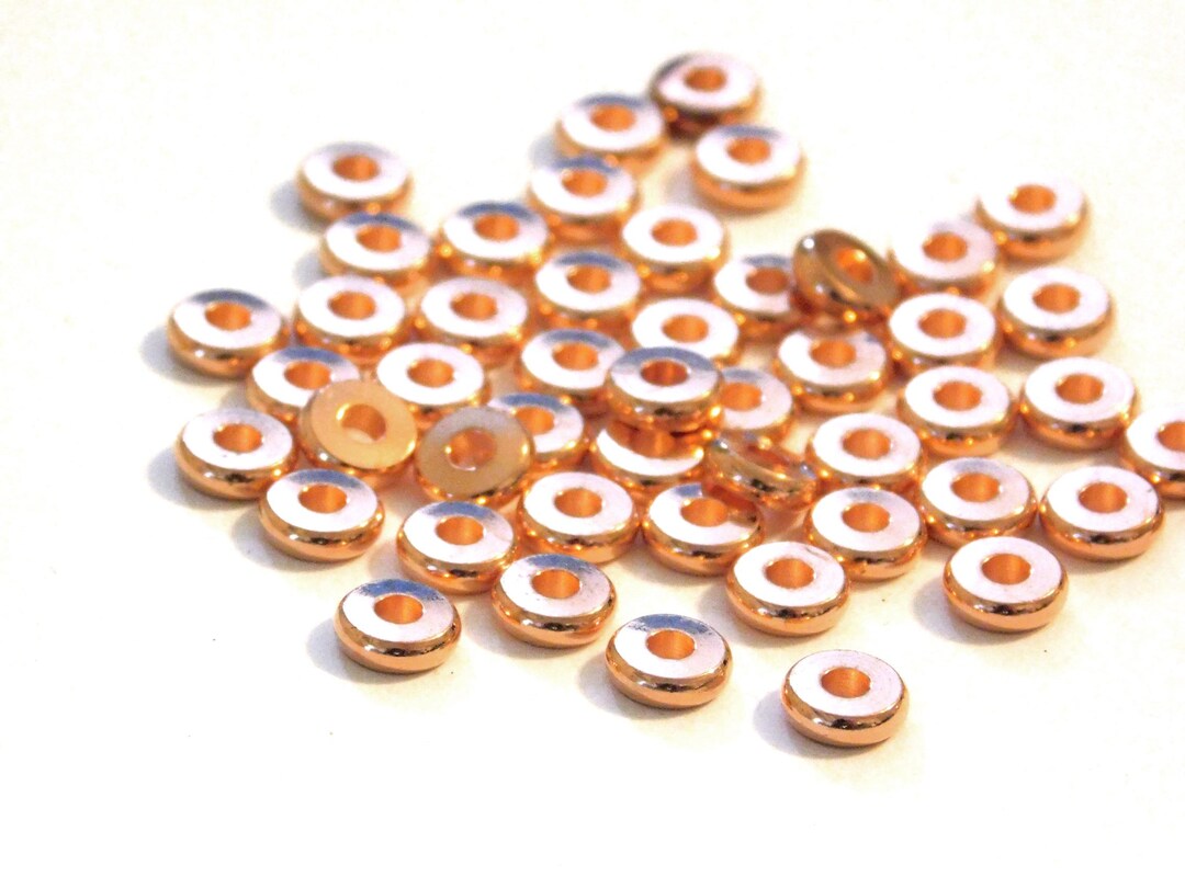 25 Pcs - 6x2mm Brass Rose Gold Disc Spacer Beads - Heishi Spacers ...