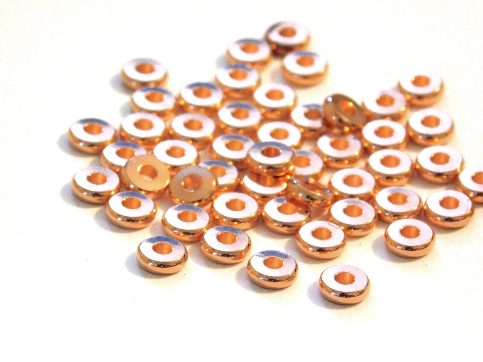 25 Pcs - 6x2mm Brass Rose Gold Disc Spacer Beads - Heishi Spacers ...
