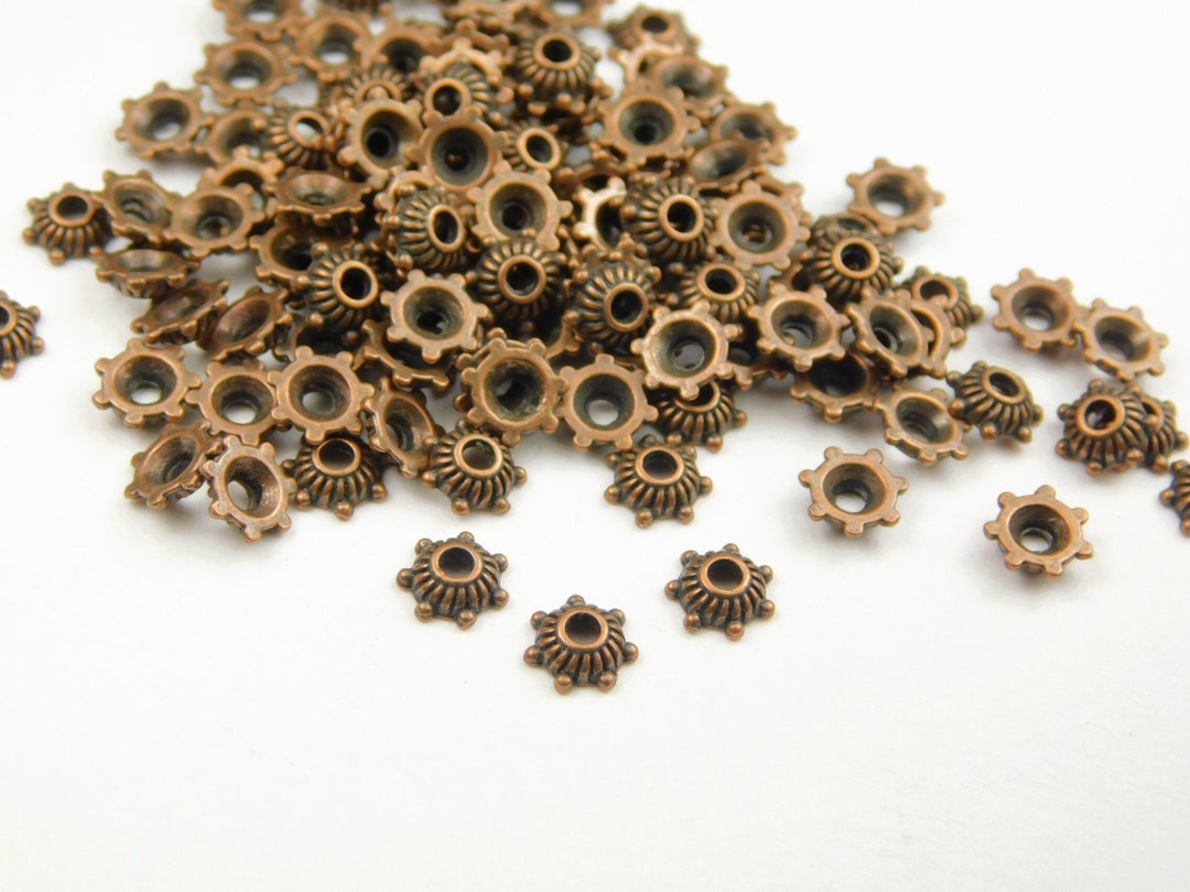 50 Pcs - 5x2mm Red Copper Bead Caps - Copper Bead Caps - Red Copper ...