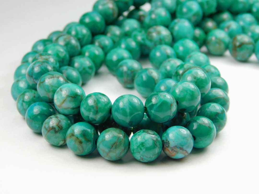 15.5 Inch Strand - 8mm Natural Marble Turquoise Cyan Gemstone Beads ...