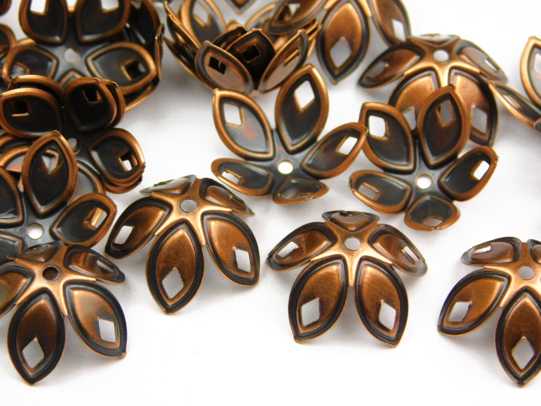 25 Pcs - 18x8mm Antique Copper Bead Caps - Bead Caps - Antique Copper ...