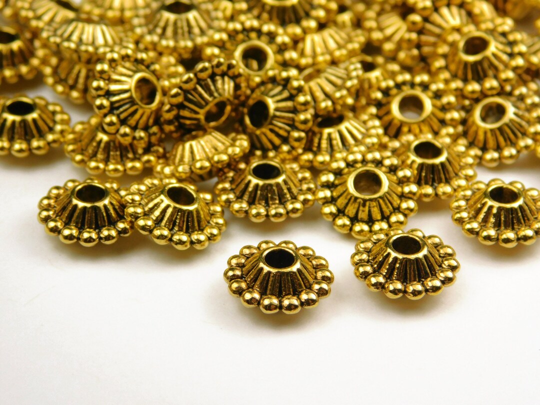 20 Pcs - 11x5mm Gold Tone Spacer Beads - Disc - UFO Spacer - Metal ...