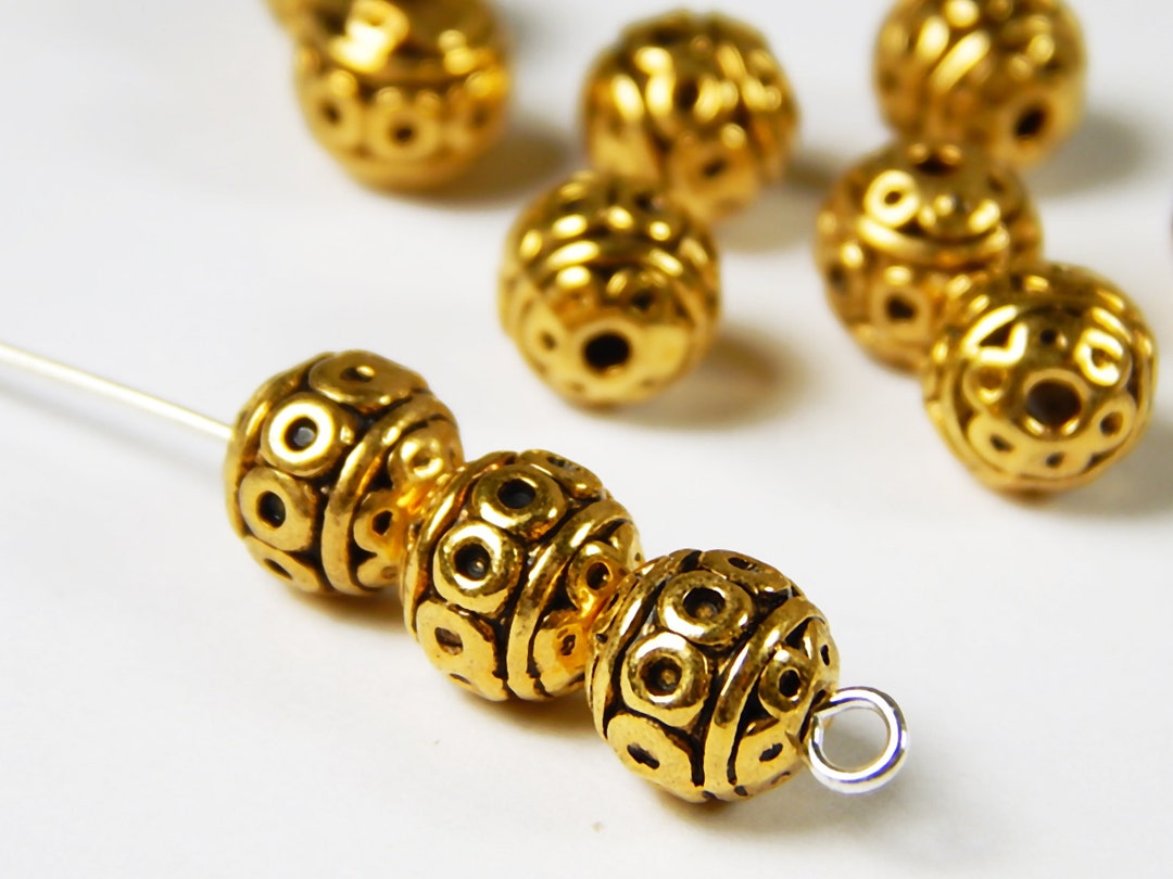 10 or 25 Pcs - 8mm Gold Tone Spacer Beads - Metal Spacer Beads - Gold ...