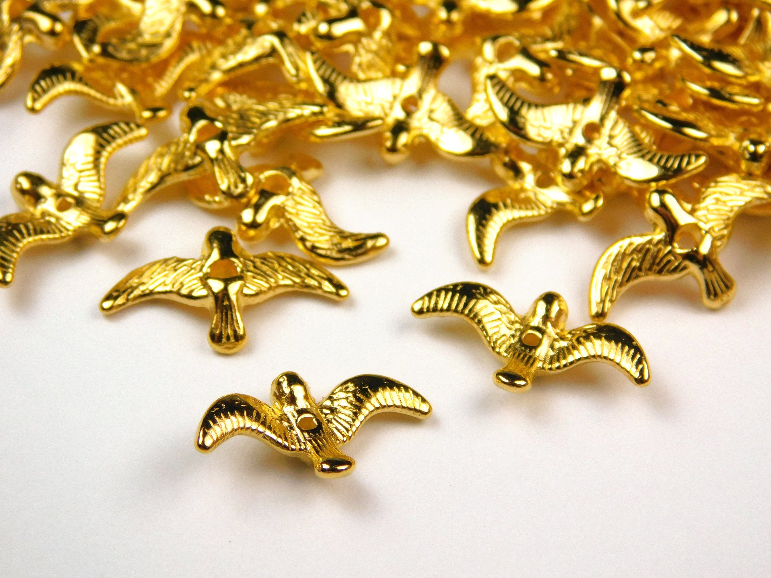 20 Pieces 17x10x2mm Gold Flying Bird Beads Metal Spacer - Etsy