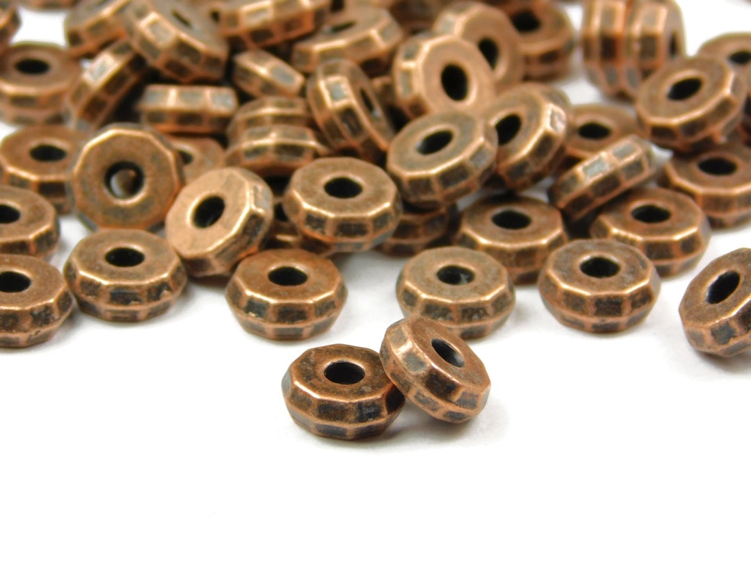 25 Pcs - 8x3mm Antique Copper Disc Spacer Beads - Heishi Spacers ...