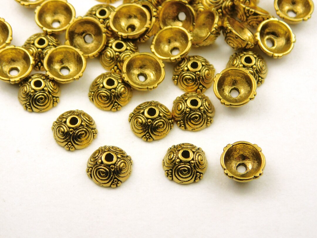 25 Pcs - 8x8x4.5mm Antique Gold Bead Caps - Bead End Caps - Jewelry ...