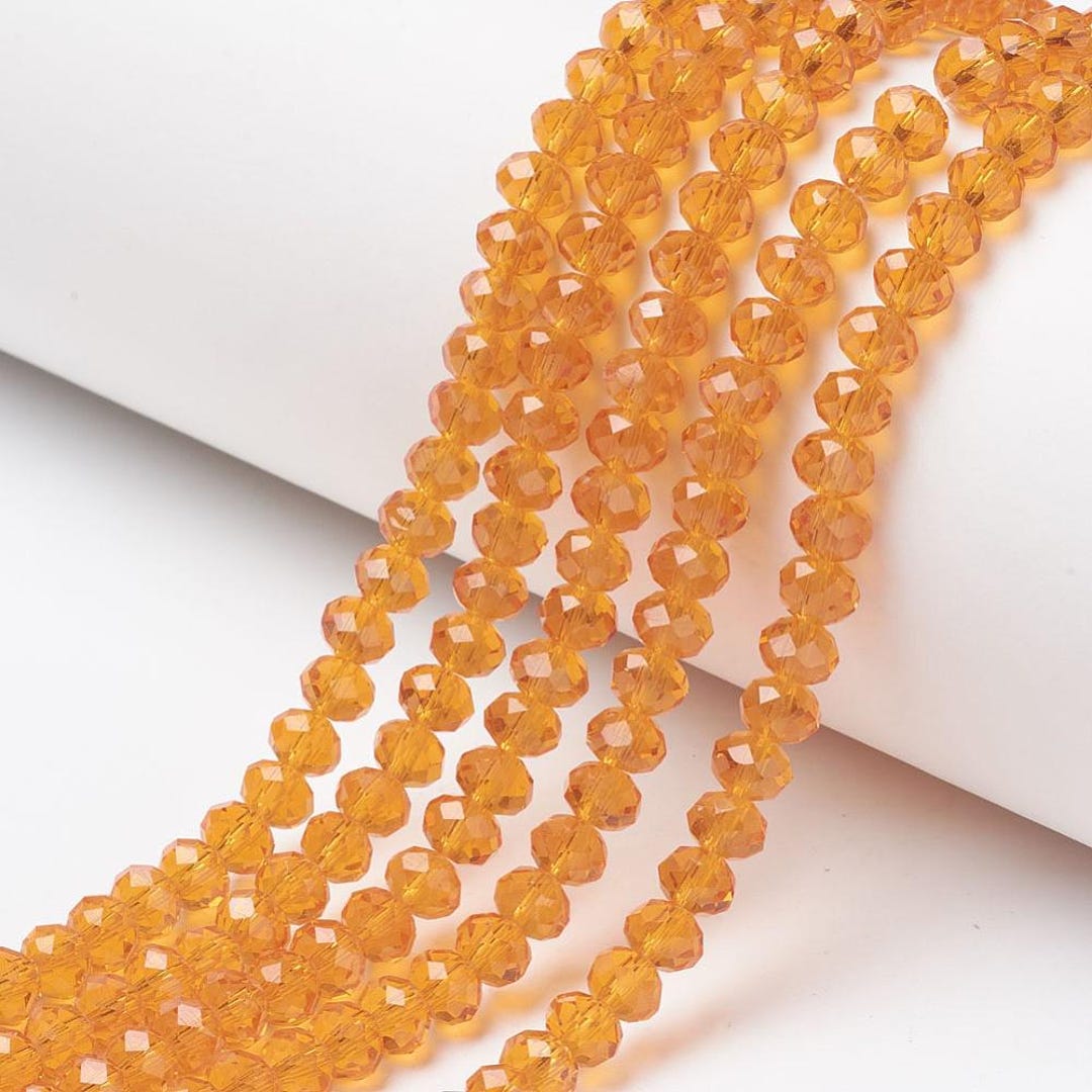 16 Inch Strand - 8mm X 6mm Orange Glass Rondelle Beads - Glass Beads ...