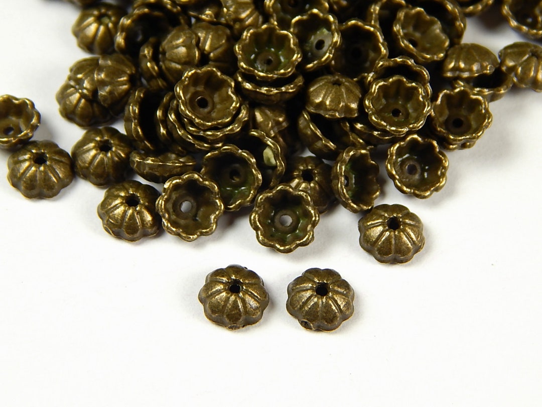 50 Pcs - 6x2.5mm Antique Bronze Bead Caps - Bronze Bead End Caps ...