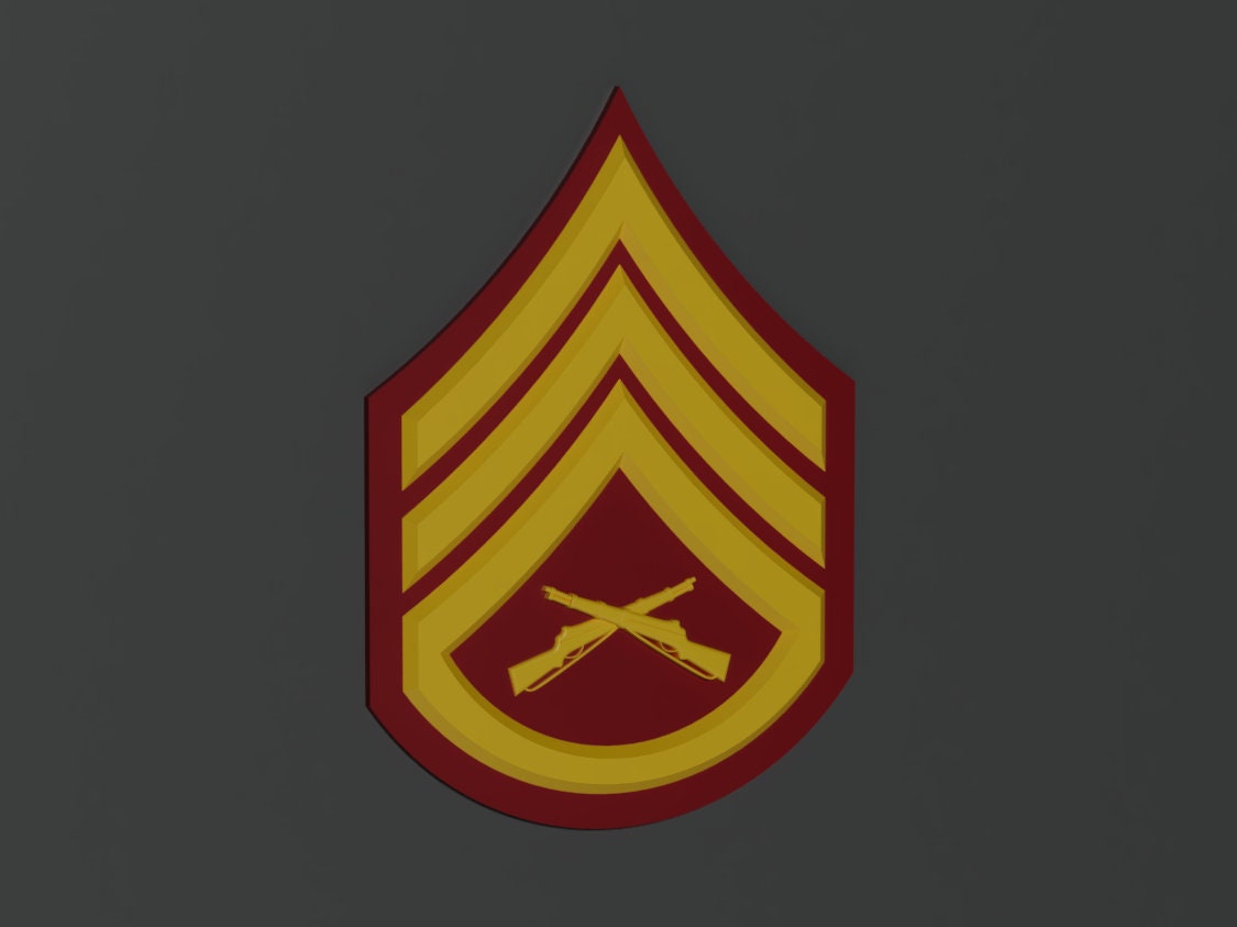 USMC Staff Sergeant E6 rank insignia 3D stl file for CNC | Etsy