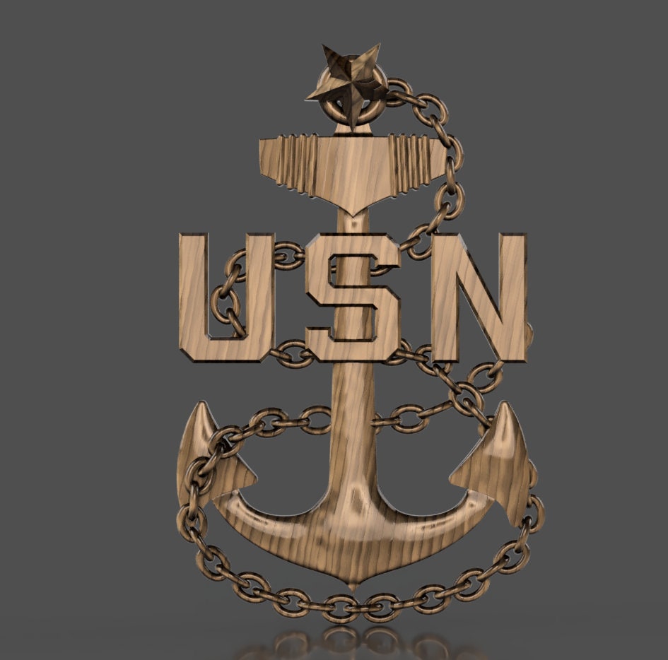 Navy Senior Chief Petty Officer (SCPO) Insignia 3D Stl File for CNC ...