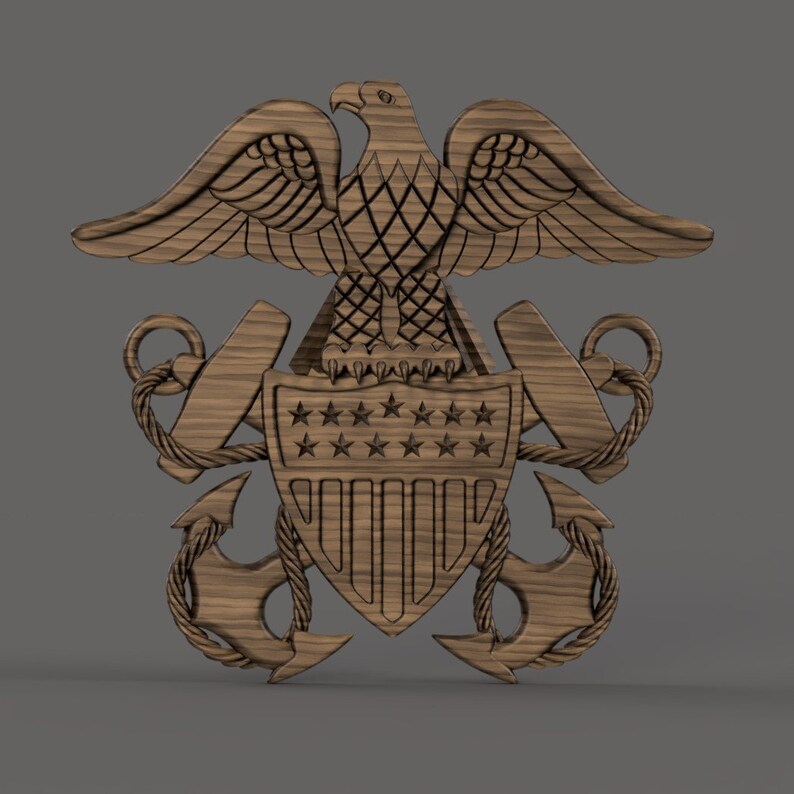 Navy Officers Crest 3D stl file for CNC router | Etsy