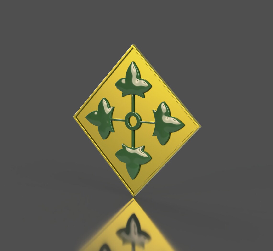 Army 4th Infantry Division Insignia 3D Stl File for CNC Router - Etsy