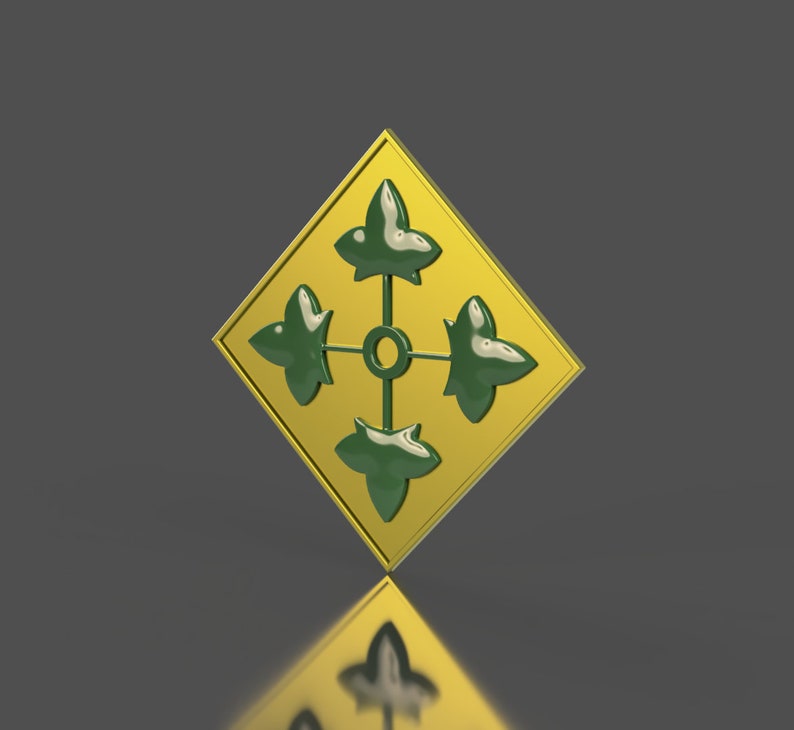Army 4th Infantry Division Insignia 3D Stl File for CNC Router - Etsy