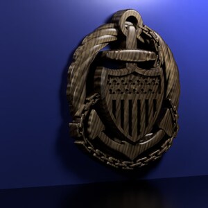 Coast Guard OIC Afloat Insignia 3D Stl File for CNC Router - Etsy