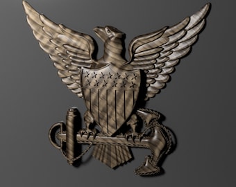 Navy Officers Crest mustang 3D Stl File for CNC Router | Etsy