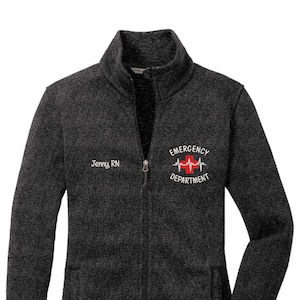 ER Women's Sweater Fleece Jacket ER Nurse Fleece Emergency Room Zip up ...