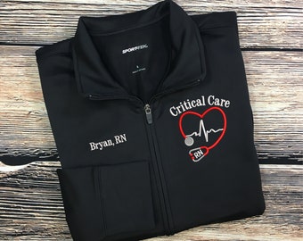 Nurse Jacket Critical Care Nurse Jacket RN Zip Sweatshirt | Etsy