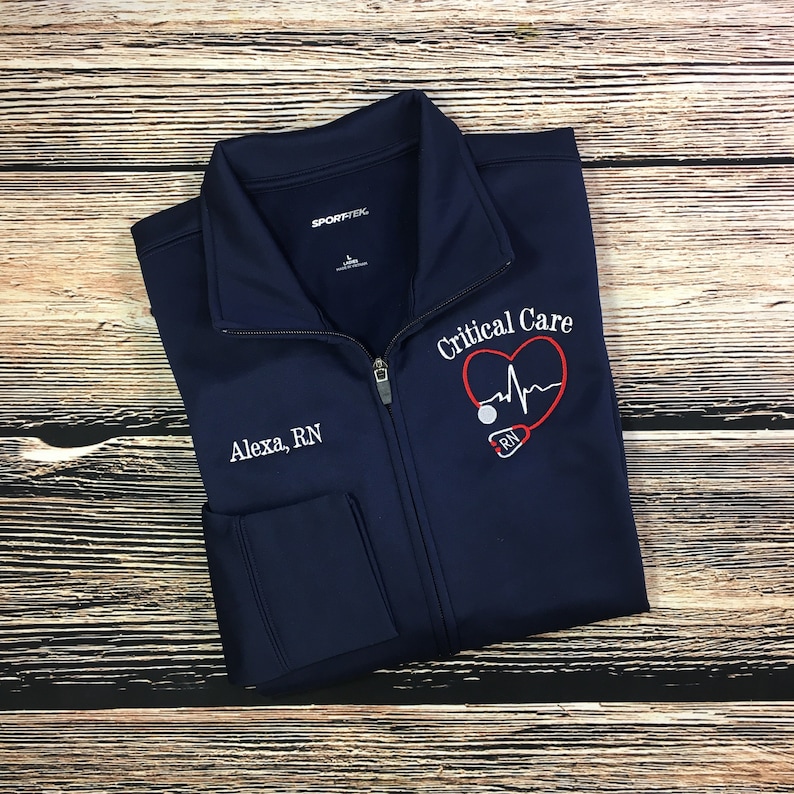 Nurse Jacket Critical Care Nurse Jacket RN Zip Sweatshirt - Etsy