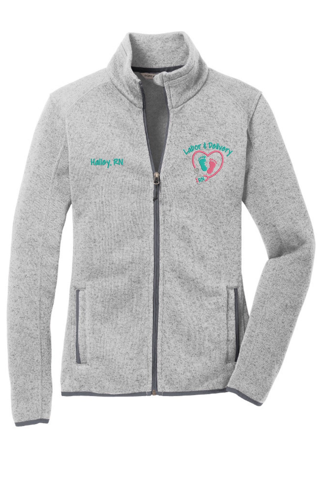 Labor and Delivery Nurse Women's Sweater Fleece Jacket | RN Zip up | L ...