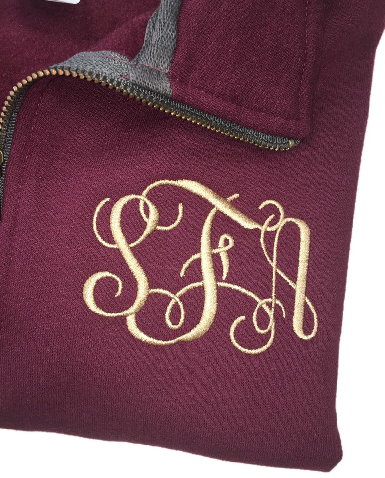 Monogram Quarter Zip Sweatshirt Interlocking Monogram | Etsy