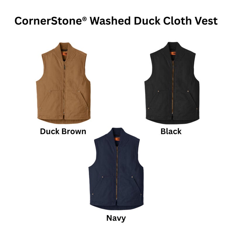 Embroidered Custom Logo - Washed Duck Cloth Vest - Workwear - Blue ...