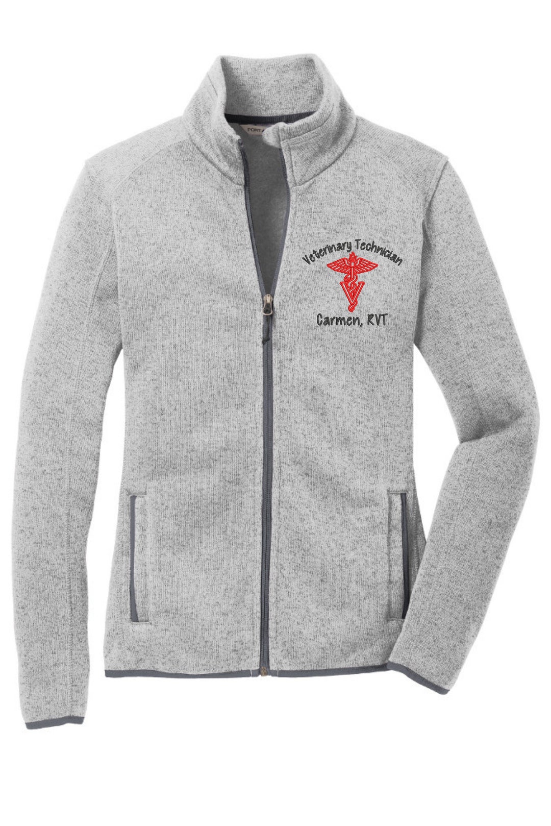 Vet Tech Women's Sweater Fleece Jacket | Customizable Veterinary ...