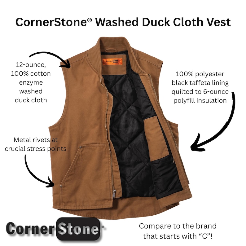 Embroidered Custom Logo - Washed Duck Cloth Vest - Workwear - Blue ...