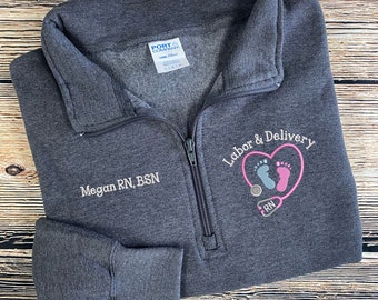 Nurse Jacket Labor and Delivery Jacket RN Zip Sweatshirt Nurse Gifts ...