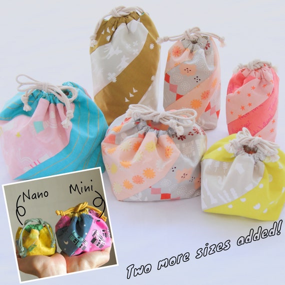 Kuru Kuru Kinchaku Drawstring bag PDF Pattern video | Etsy