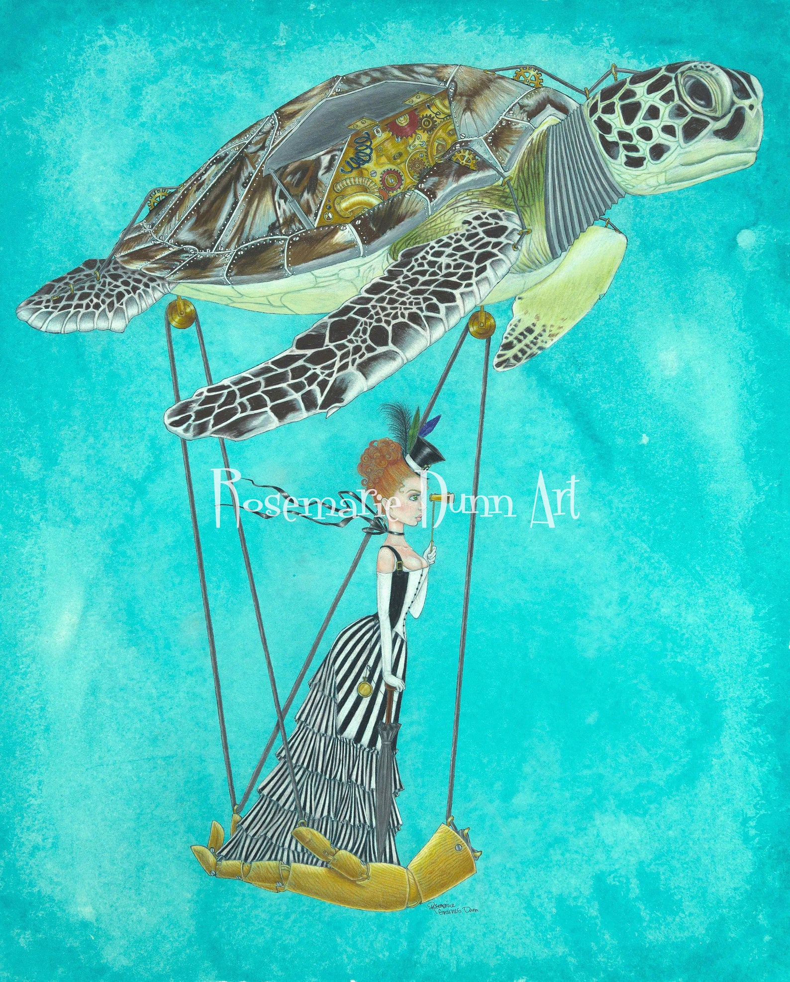 Hand Delivered Steampunk Sea Turtle Print Limited Edition - Etsy