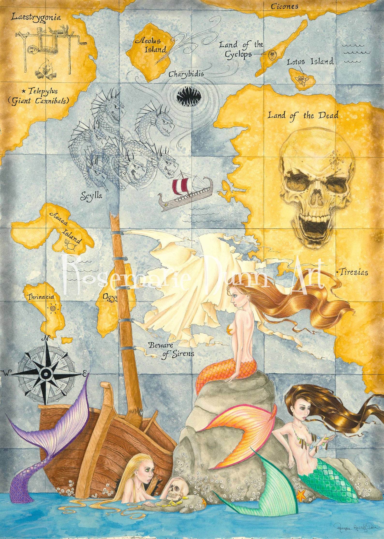 Sirens Limited Edition Mermaid Print From Homer's Odyssey - Etsy