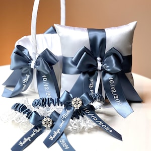 Steel Blue Wedding Garters for Brides Blue Bridal Garter Set Prom ...