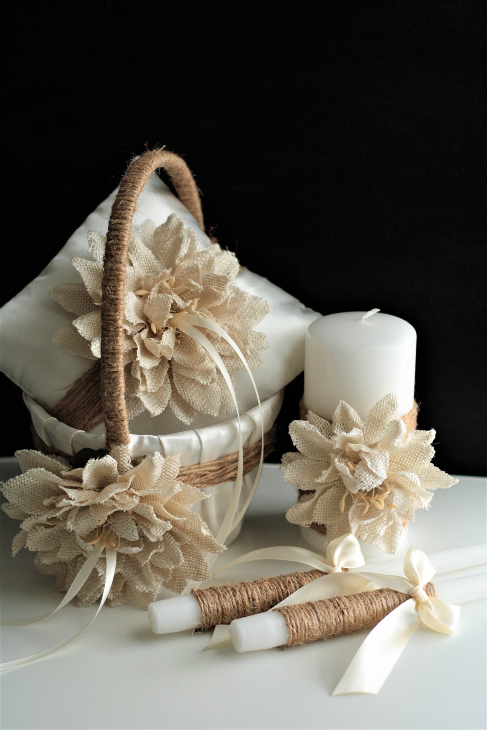 Unity Candle Set Rustic Unity Candles, Rustic Wedding Candles, Burlap ...