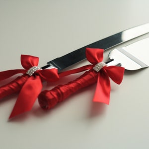 Red Cake Serving Set, Red Wedding Cake Cutting Set, Red Cake Server Set ...