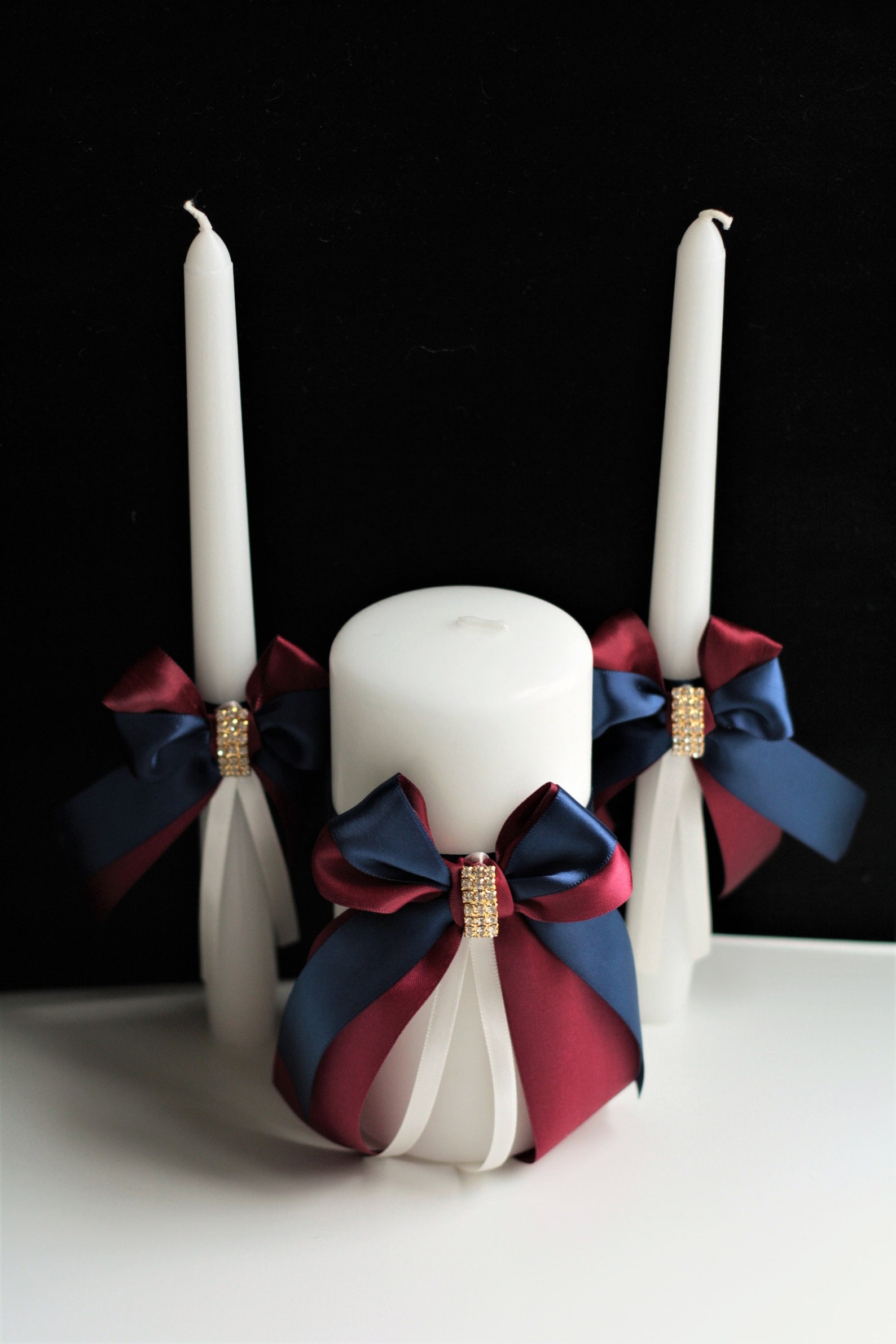 Navy Wedding Candles Navy Unity Candle Set Burgundy Candles - Etsy