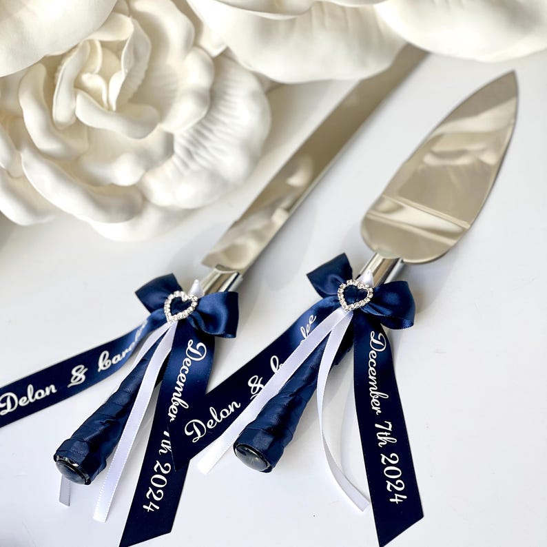 Navy Blue Wedding Decor Flower Girl Basket Ring Bearer Pillow Bridal ...