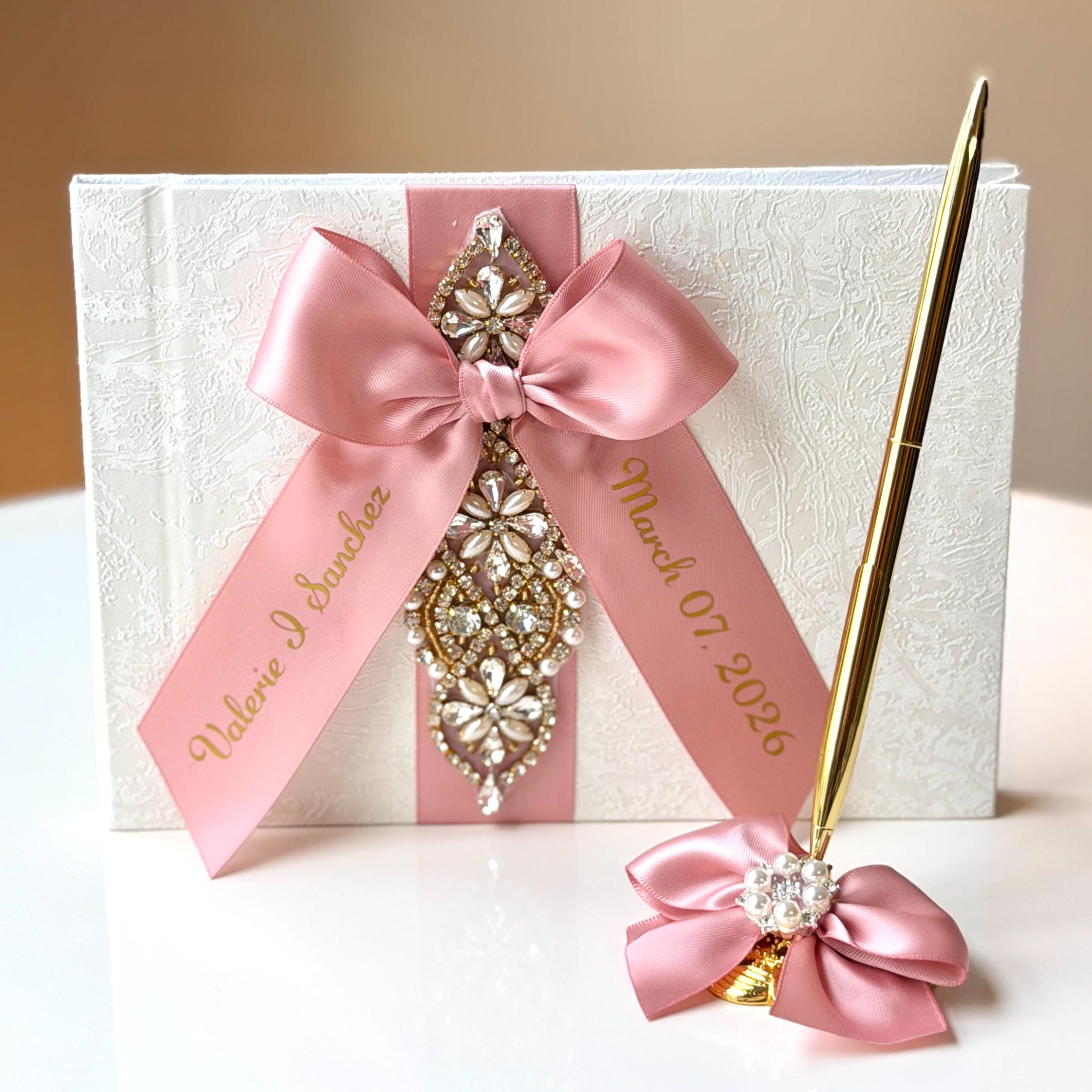 Quinceañera Guest Book With Pen Rosa Gold Mis Quince Guest Book ...