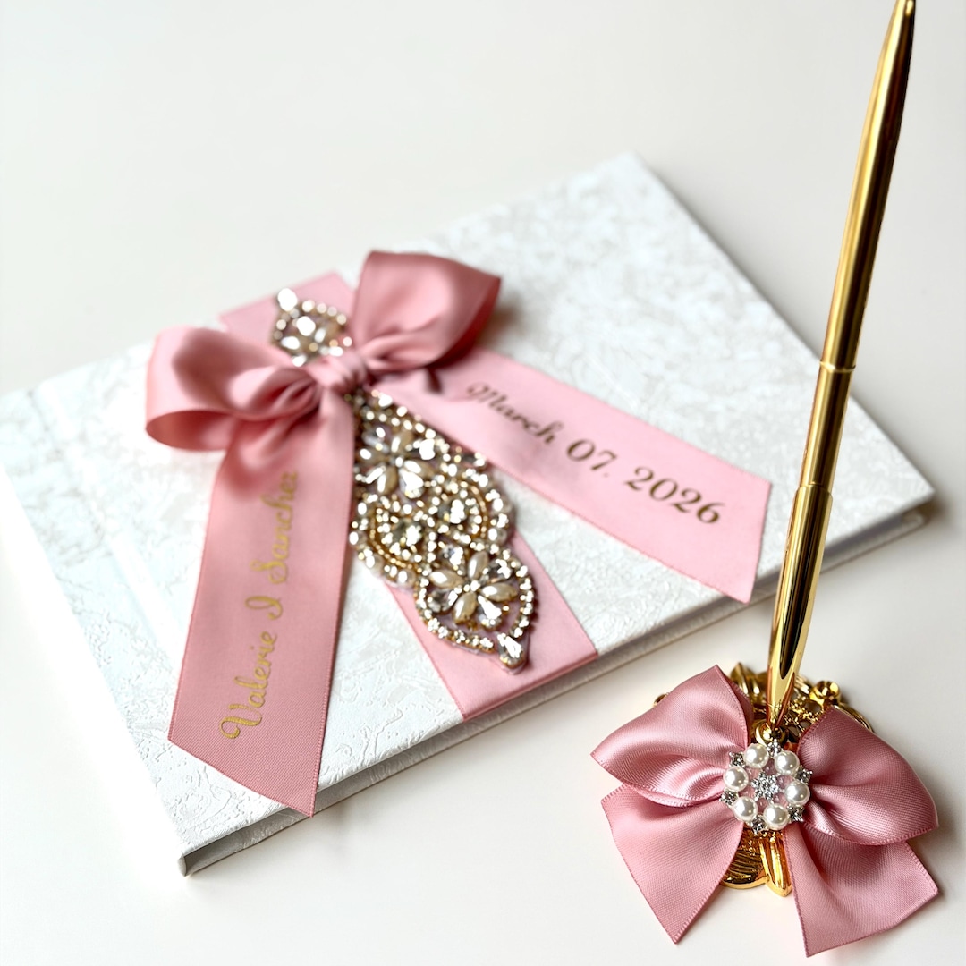 Quinceañera Guest Book With Pen Rosa Gold Mis Quince Guest Book ...