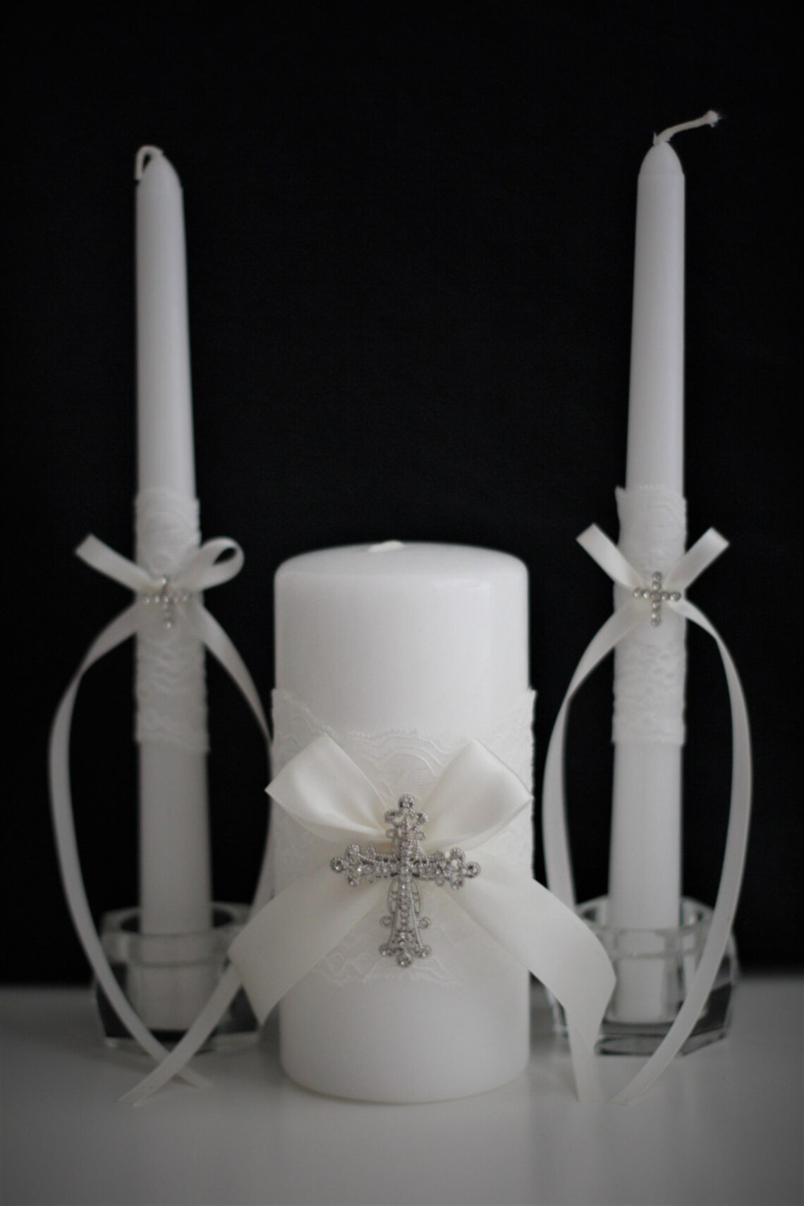 Wedding Unity Candle Set, Church Candles, Wedding Candles Lace Unity ...