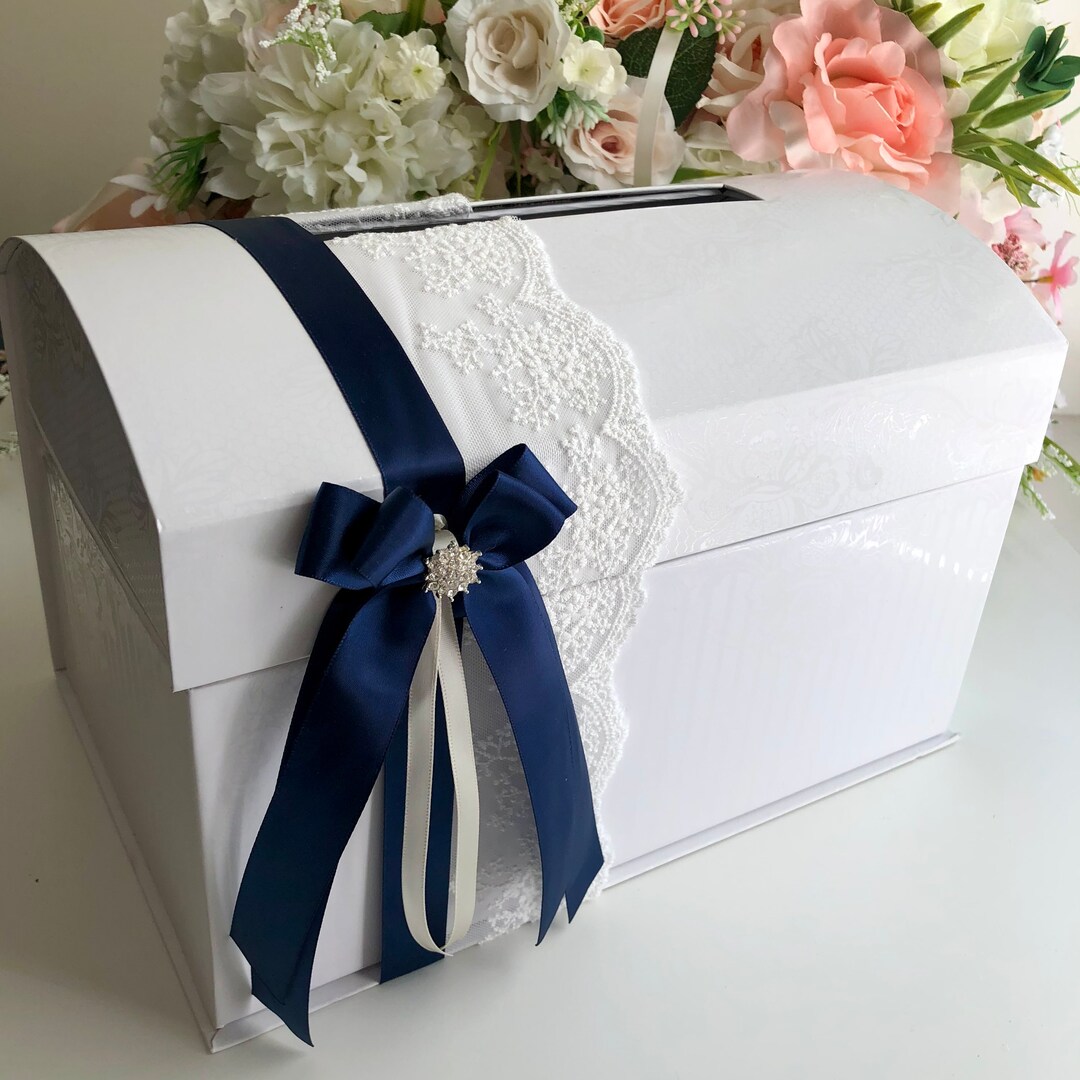 Wedding Card Box Navy Blue Money Box Large Wedding Card Box Navy Blue ...