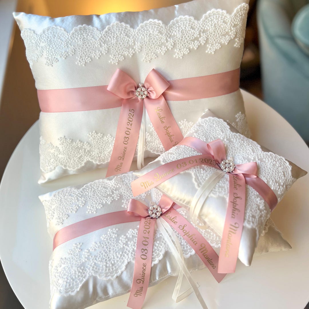 Quinceanera Pillow Set Rose Gold Quince Tiara Pillows Quinceanera Shoe ...