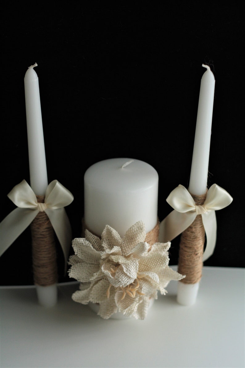Unity Candle Set Rustic Unity Candles, Rustic Wedding Candles, Burlap ...