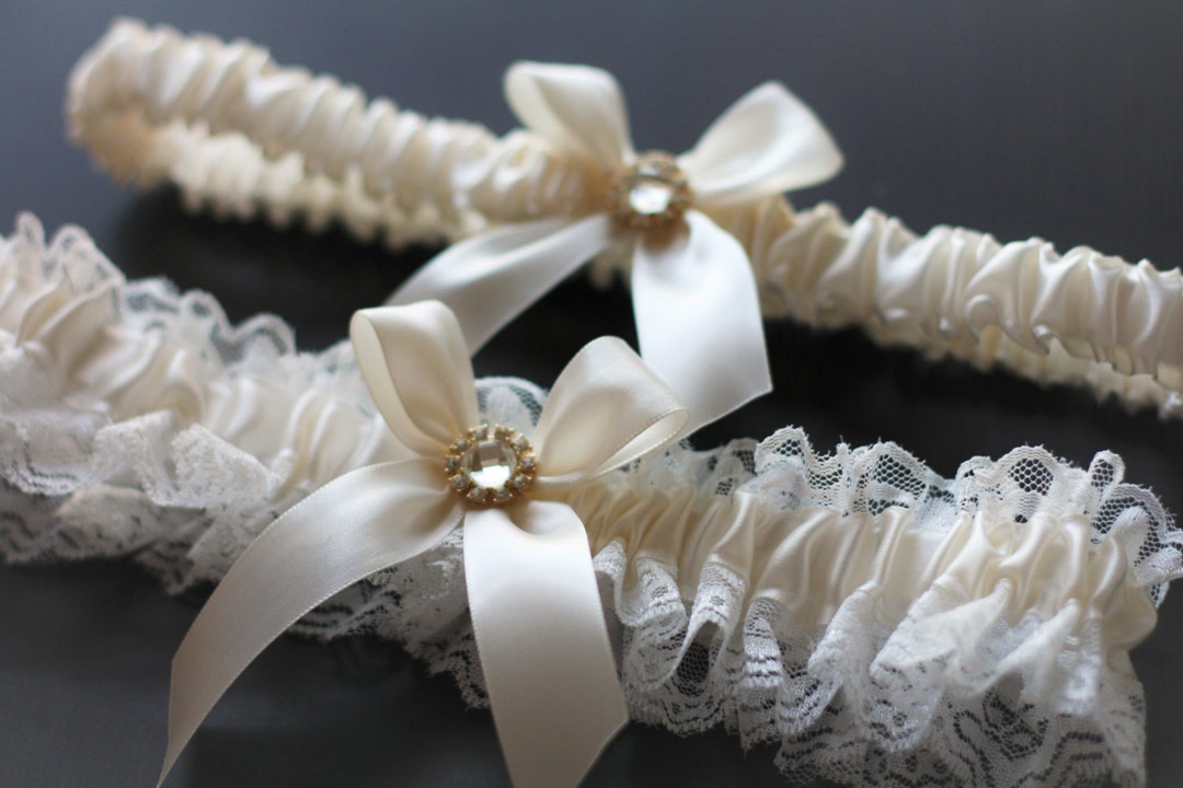 Bridal Garters Ivory Bridal Garter Set, Ivory Wedding Garters, Wedding ...
