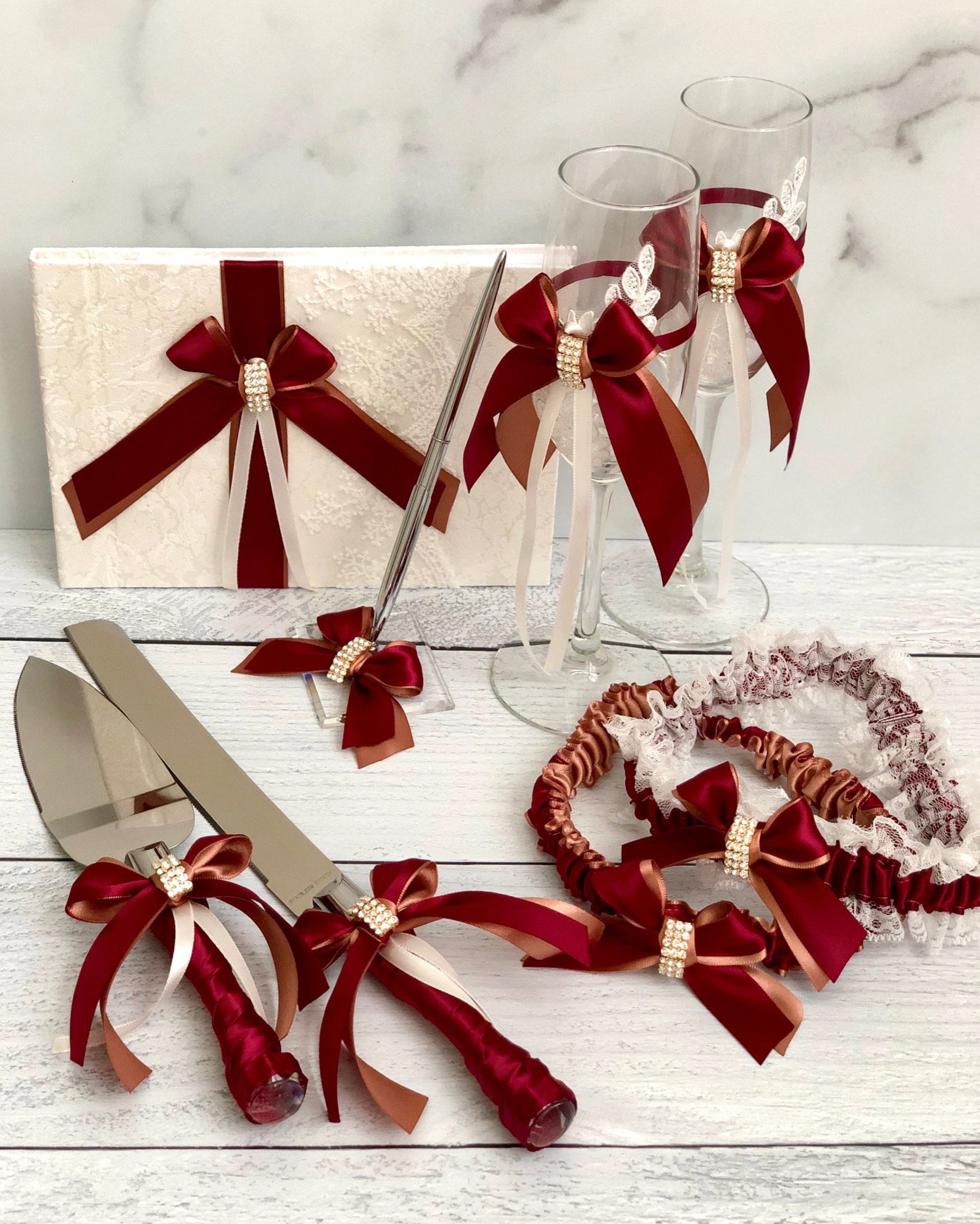 Bridal Garter Set Burgundy Garters Red Wedding Garters - Etsy