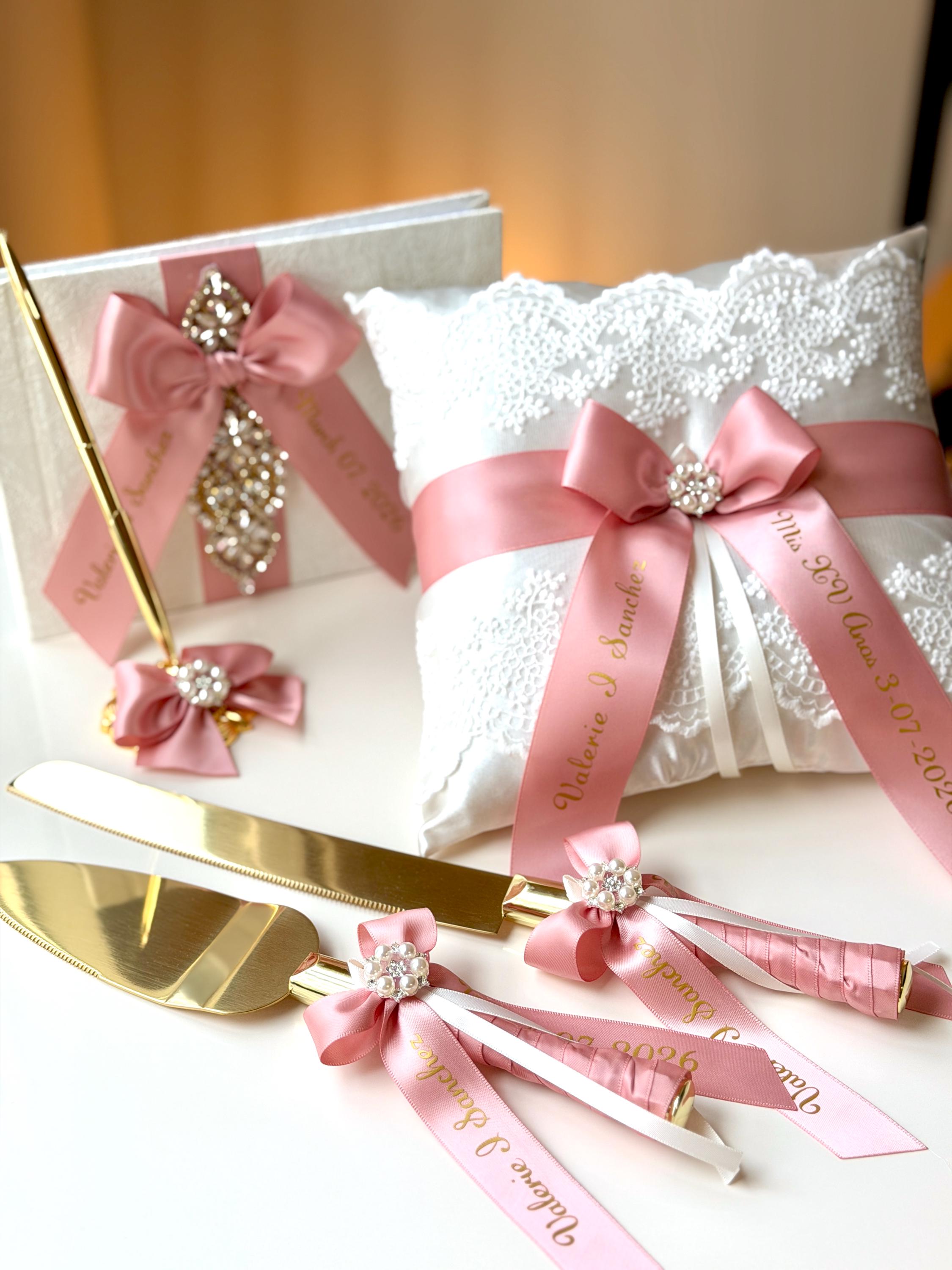 Quinceañera Guest Book With Pen Rosa Gold Mis Quince Guest Book ...