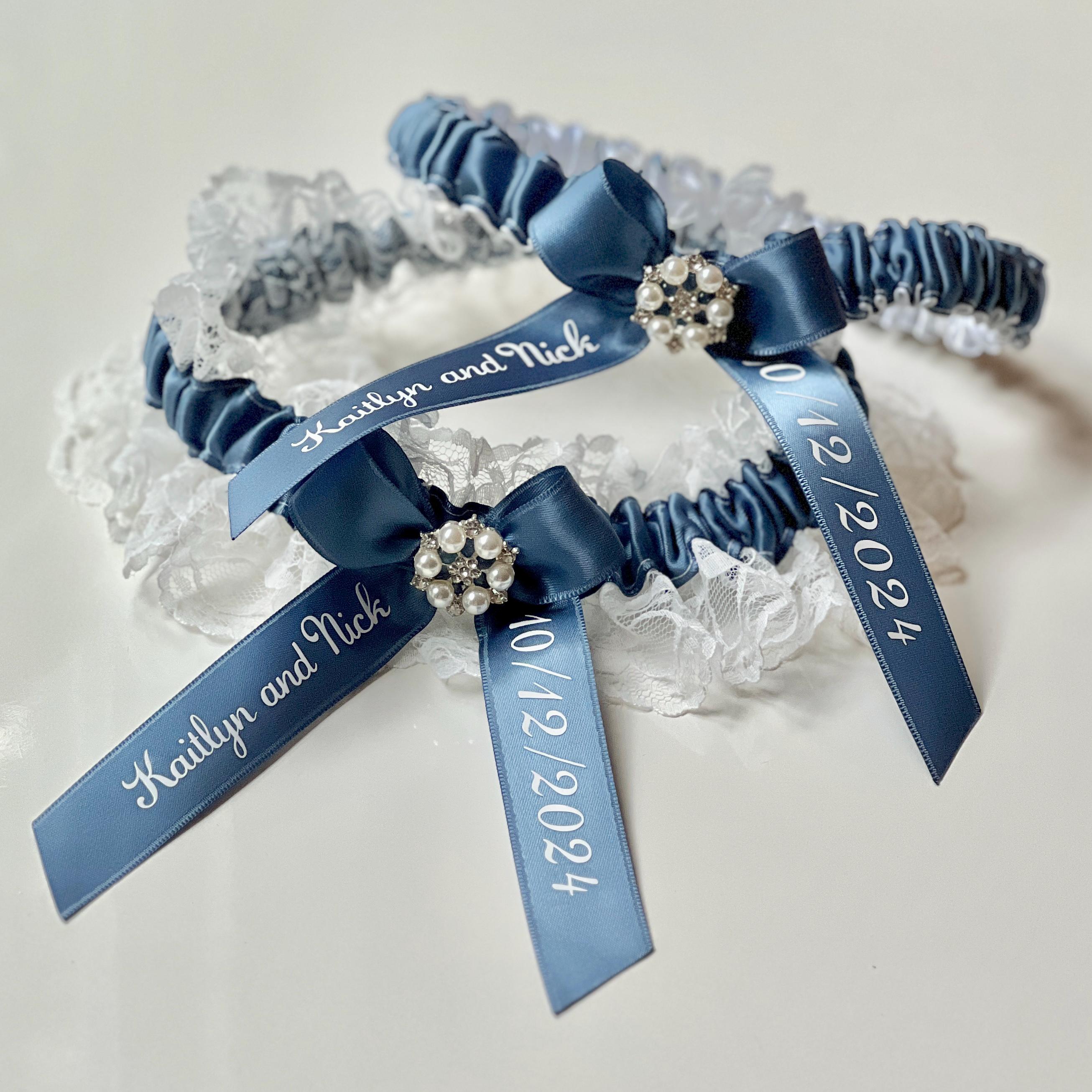 Steel Blue Wedding Garters for Brides Blue Bridal Garter Set Prom ...