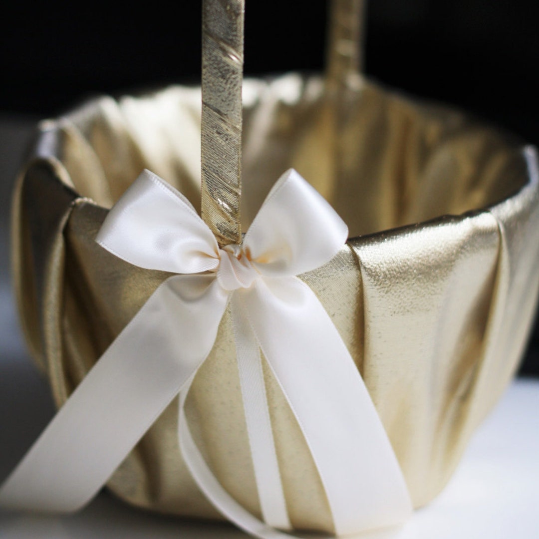 Gold Flower Girl Basket, Flower Girl Baskets / Gold Wedding Basket ...