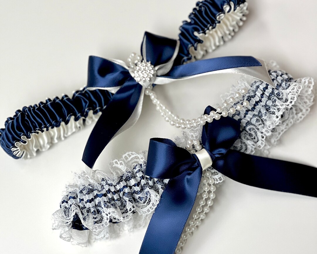 Navy Wedding Garters Bridal Garter Set Navy Blue Garters Navy - Etsy