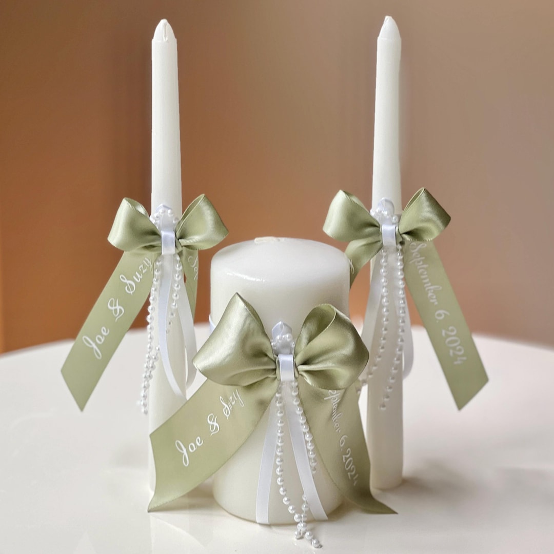Sage Green Wedding Unity Candle Set Sage Green Candles Wedding Candle ...