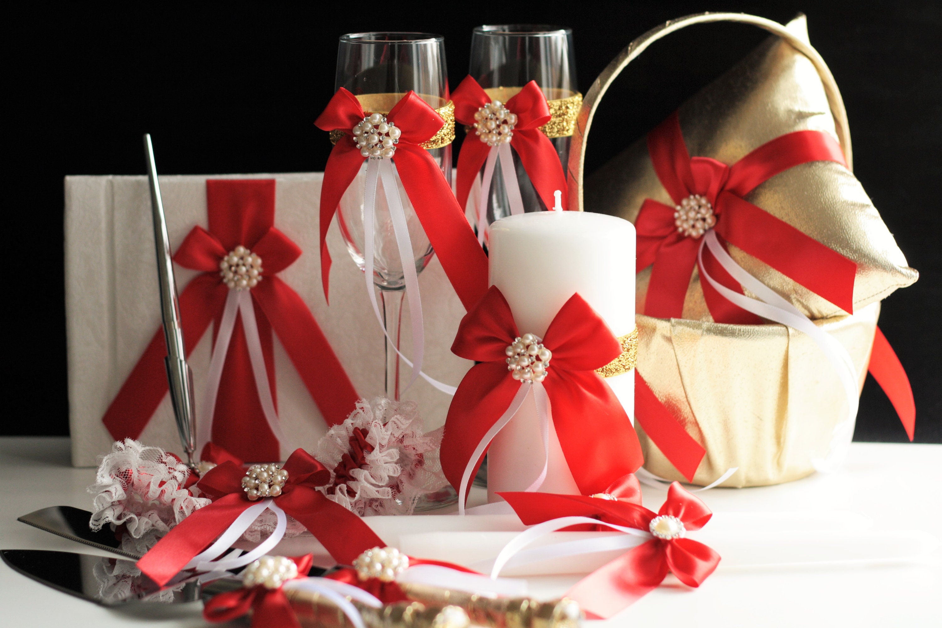 Wedding Unity Candle Set Red Unity Candles Wedding Unity | Etsy